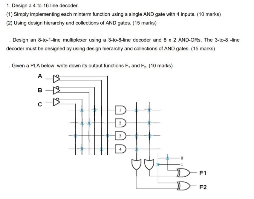 Solved 1. Design a 4-to-16-line decoder. (1) Simply | Chegg.com