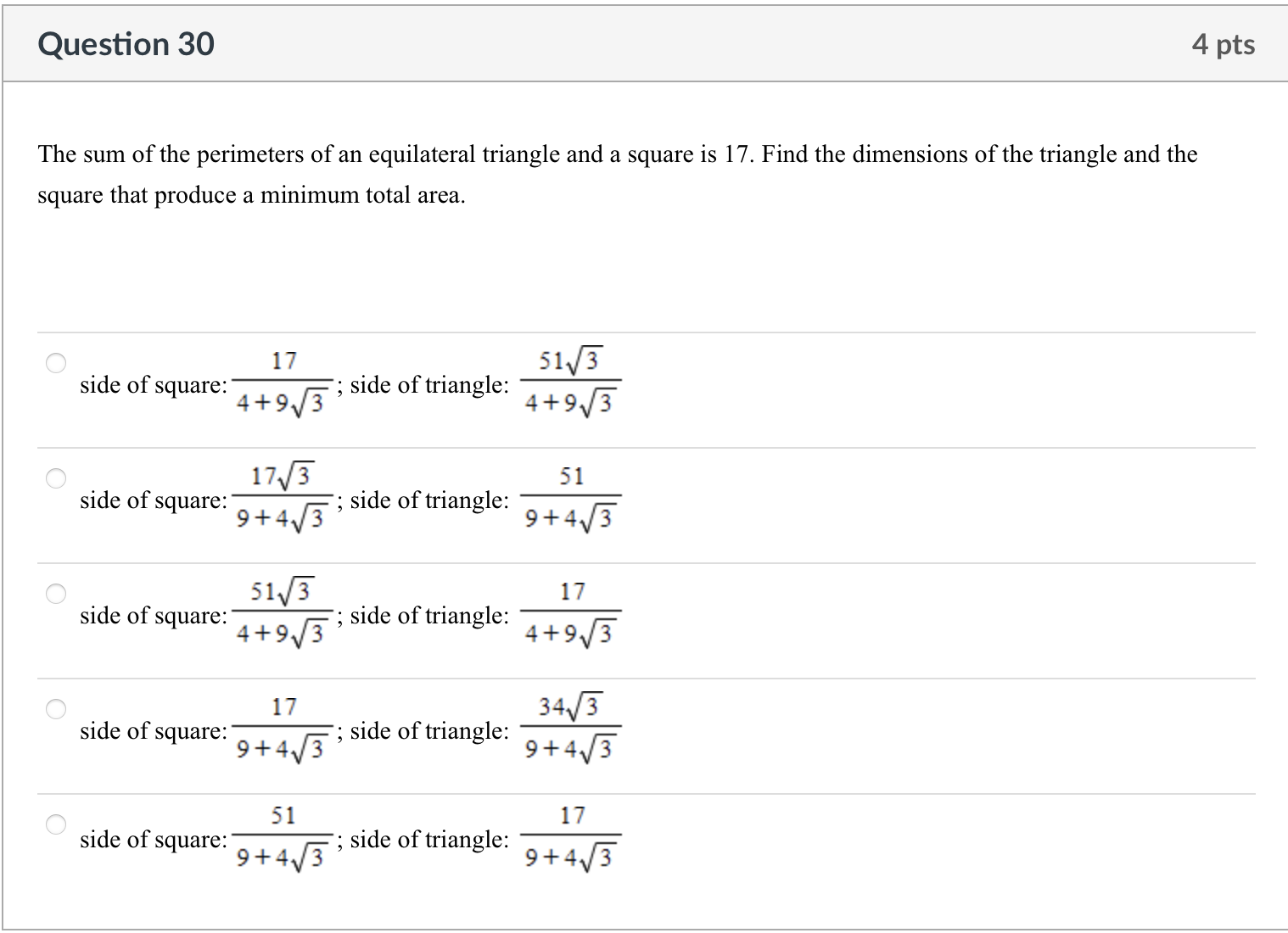 Solved The sum of the perimeters of an equilateral triangle | Chegg.com