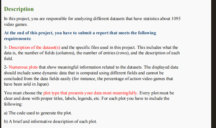 Solved Description In this project, you are responsible for | Chegg.com