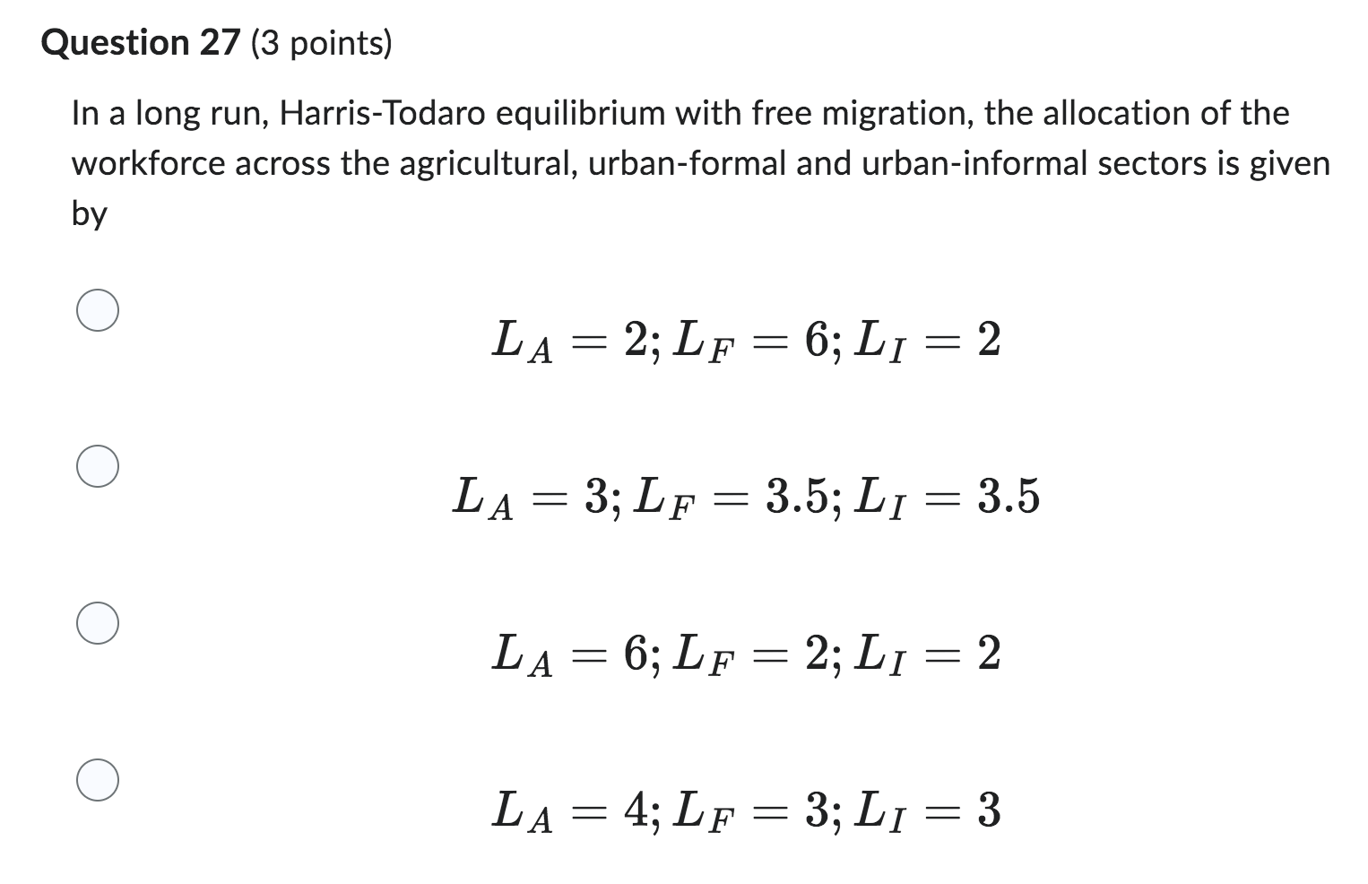 Solved In a long run, Harris-Todaro equilibrium with free | Chegg.com