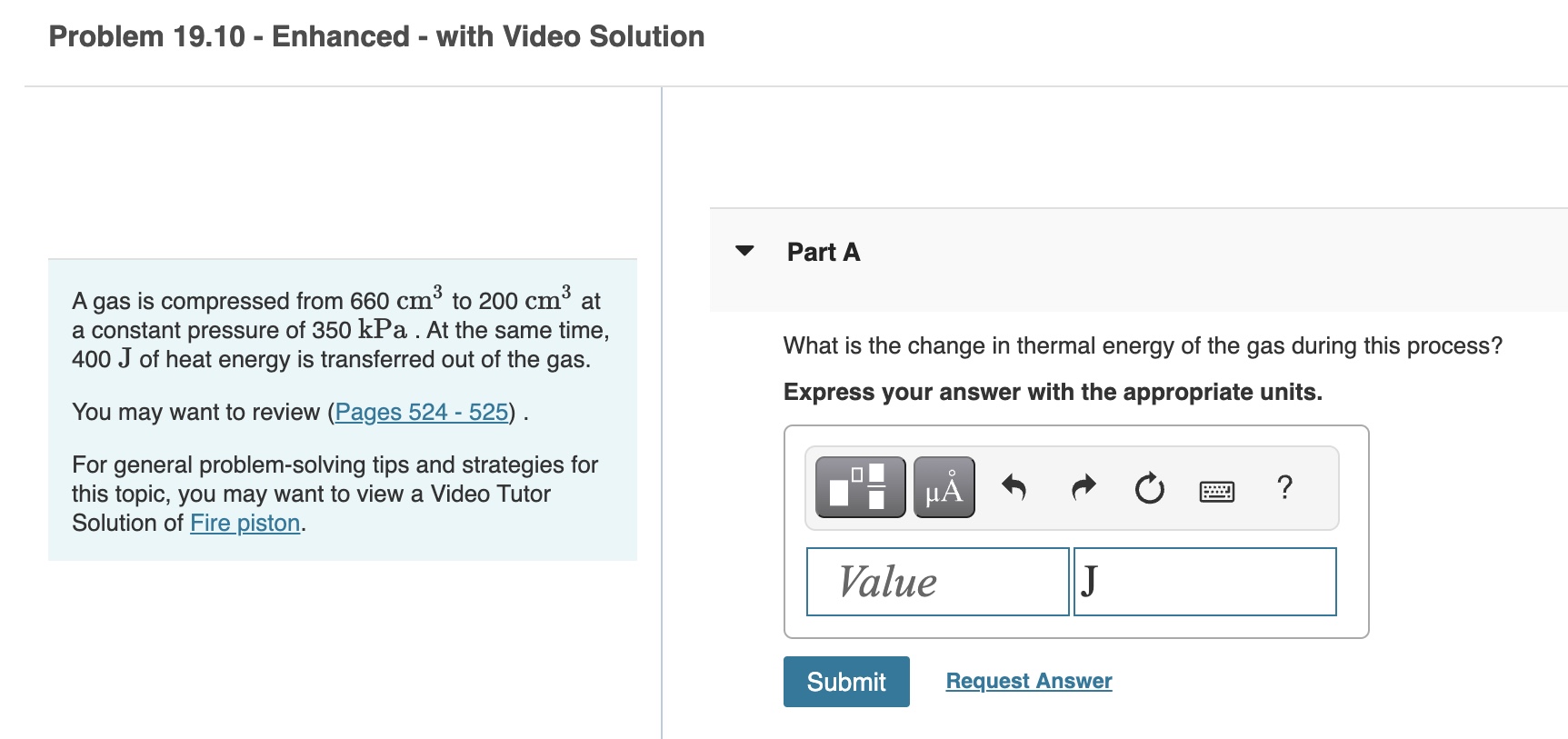 Solved Problem 19.10 - Enhanced - with Video Solution A gas | Chegg.com