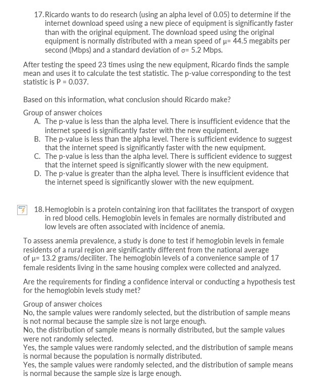 Solved 17. ﻿Ricardo wants to do research (using an alpha | Chegg.com