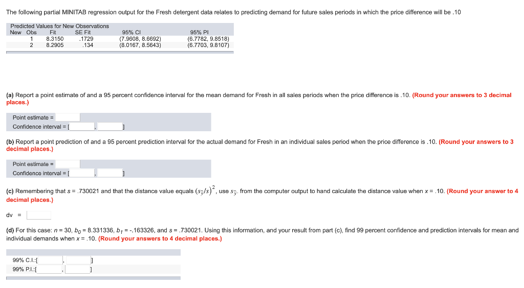 Solved The following partial MINITAB regression output for | Chegg.com
