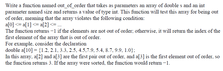Solved: Write Function Named Outoforder Takes Parameters A