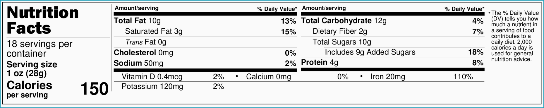 Solved Using this trail mix nutrition label, how many | Chegg.com