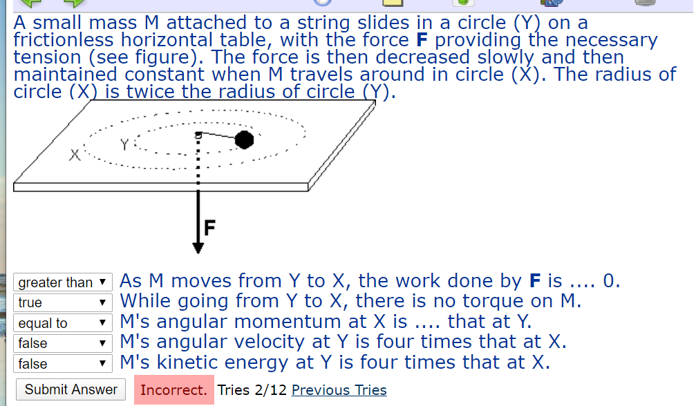 Solved A small mass M attached to a string slides in a | Chegg.com