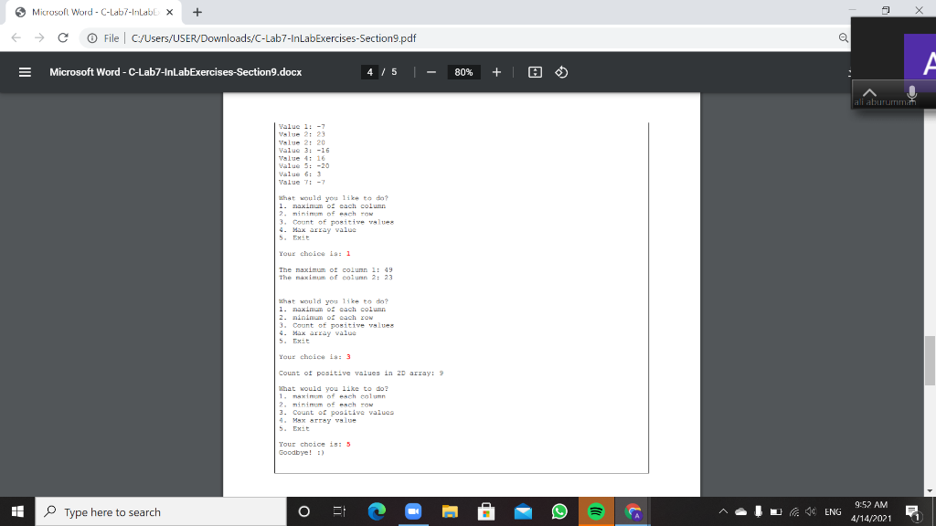 Solved Microsoft Word - C-Lab7-InLabEX + X File | Chegg.com
