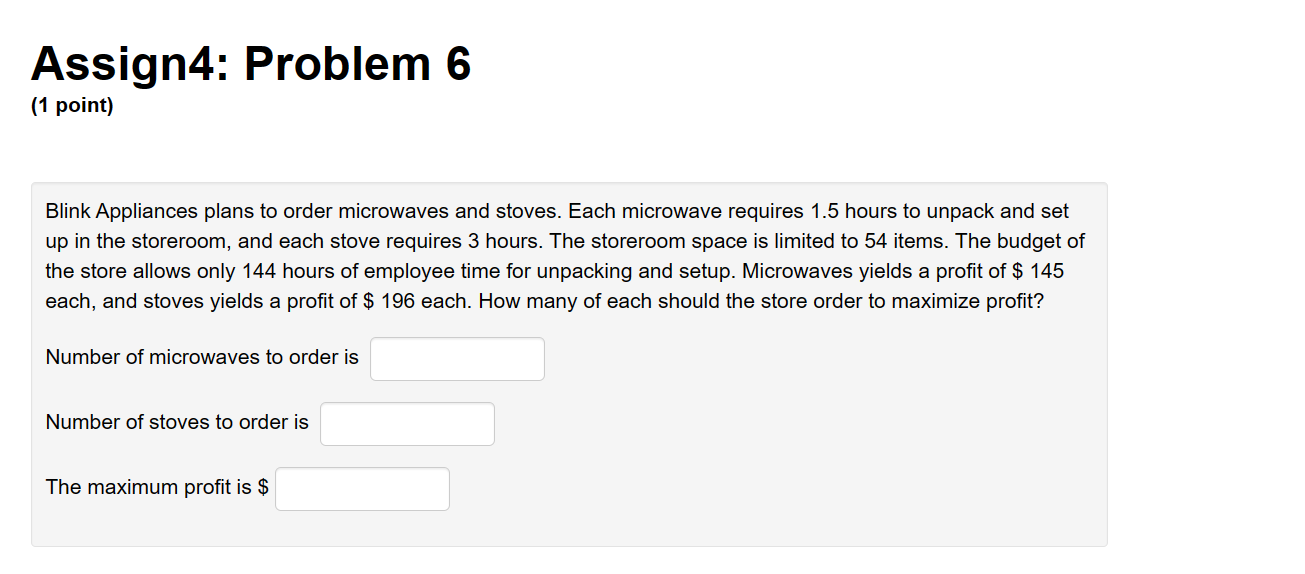 Solved Blink Appliances plans to order microwaves and | Chegg.com