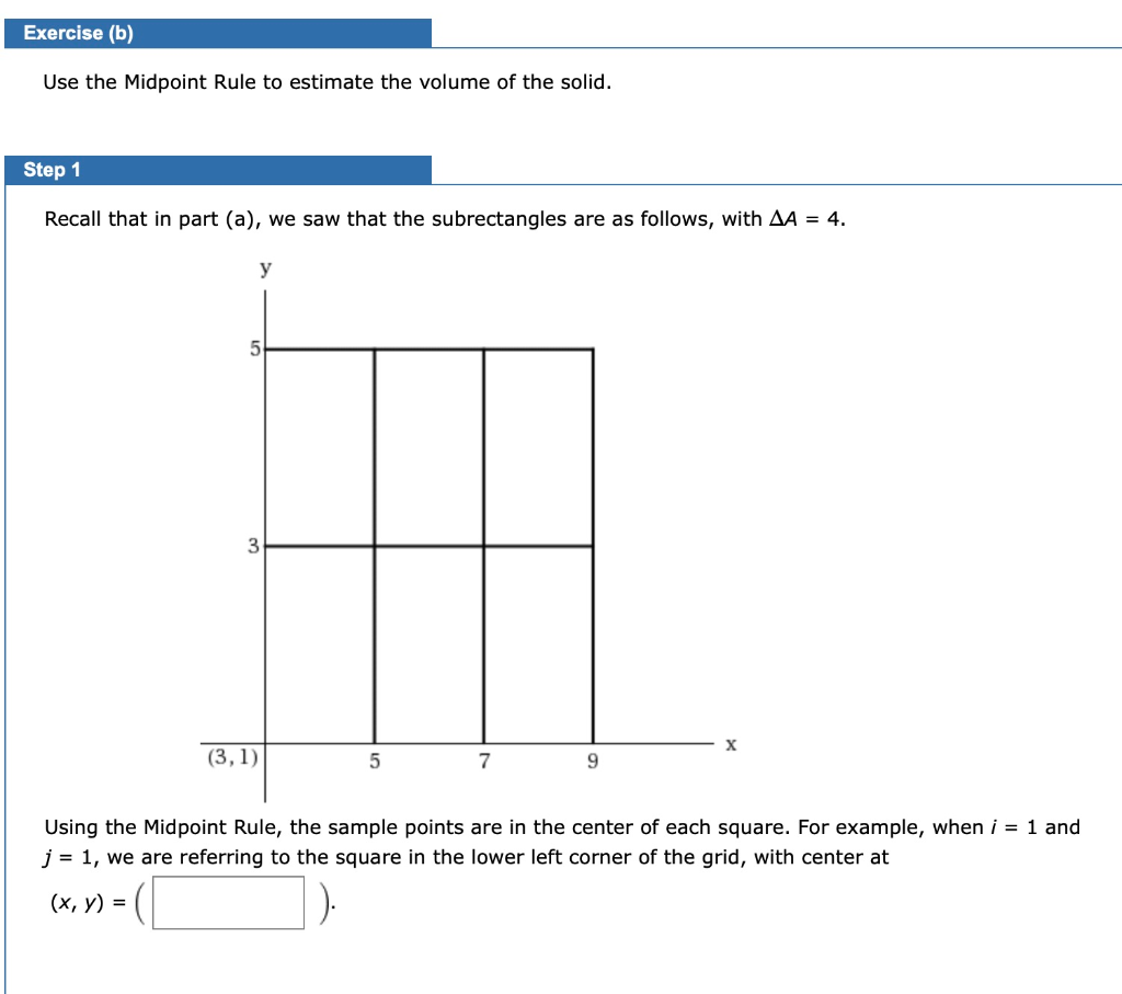 Solved Exercise (b) Use the Midpoint Rule to estimate the | Chegg.com