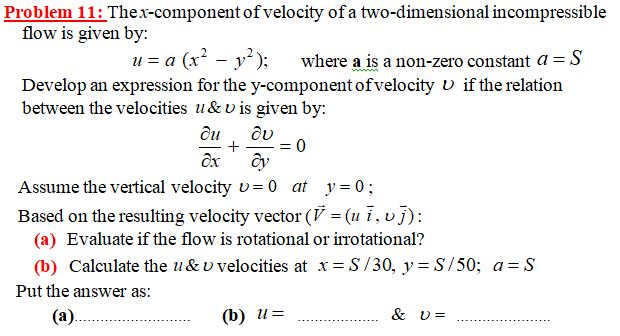 Solved Problem 11: Thex-component of velocity of a | Chegg.com