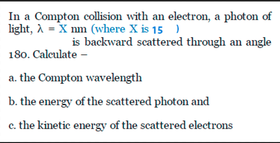 Solved In a Compton collision with an electron, a photon of | Chegg.com