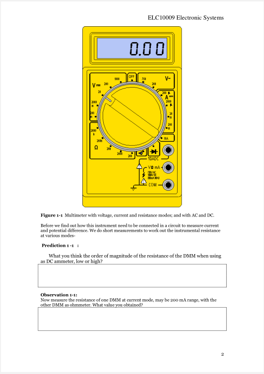 Solved 1. Introduction to Digital Multimeter: A meter is a | Chegg.com