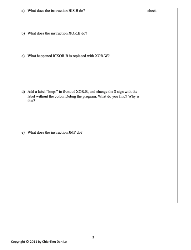 CS 3224 Lab 7 MSP430 Assembly Programming Basics In | Chegg.com