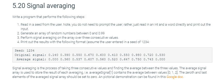 Solved 5.20 Signal averaging Write a program that performs | Chegg.com