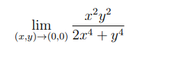 Solved lim(x,y)→(0,0)2x4+y4x2y2 | Chegg.com