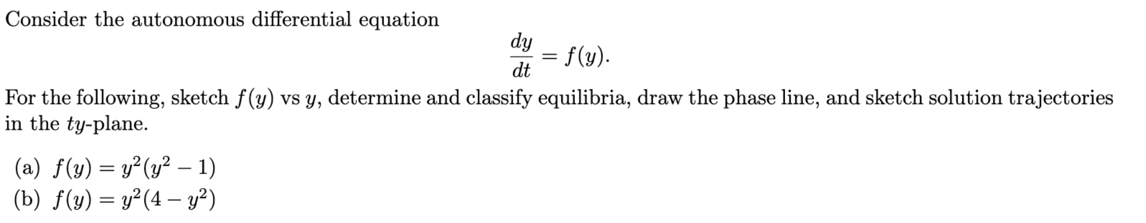 Solved Consider the autonomous differential equation dy | Chegg.com