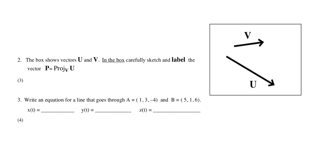 Solved The box shows vectors U and V. In the box carefully | Chegg.com