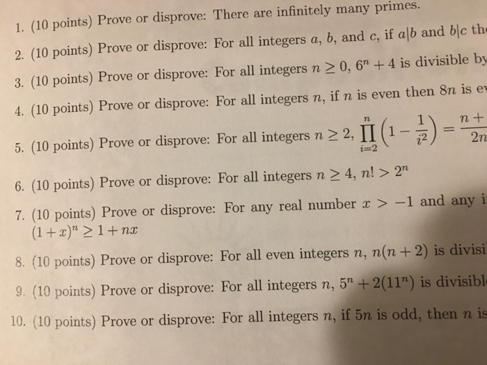 Solved 1. (10 points) Prove or disprove: There are | Chegg.com