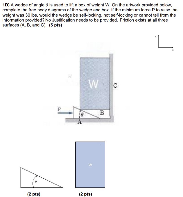 Solved 1D) A wedge of angle θ is used to lift a box of | Chegg.com