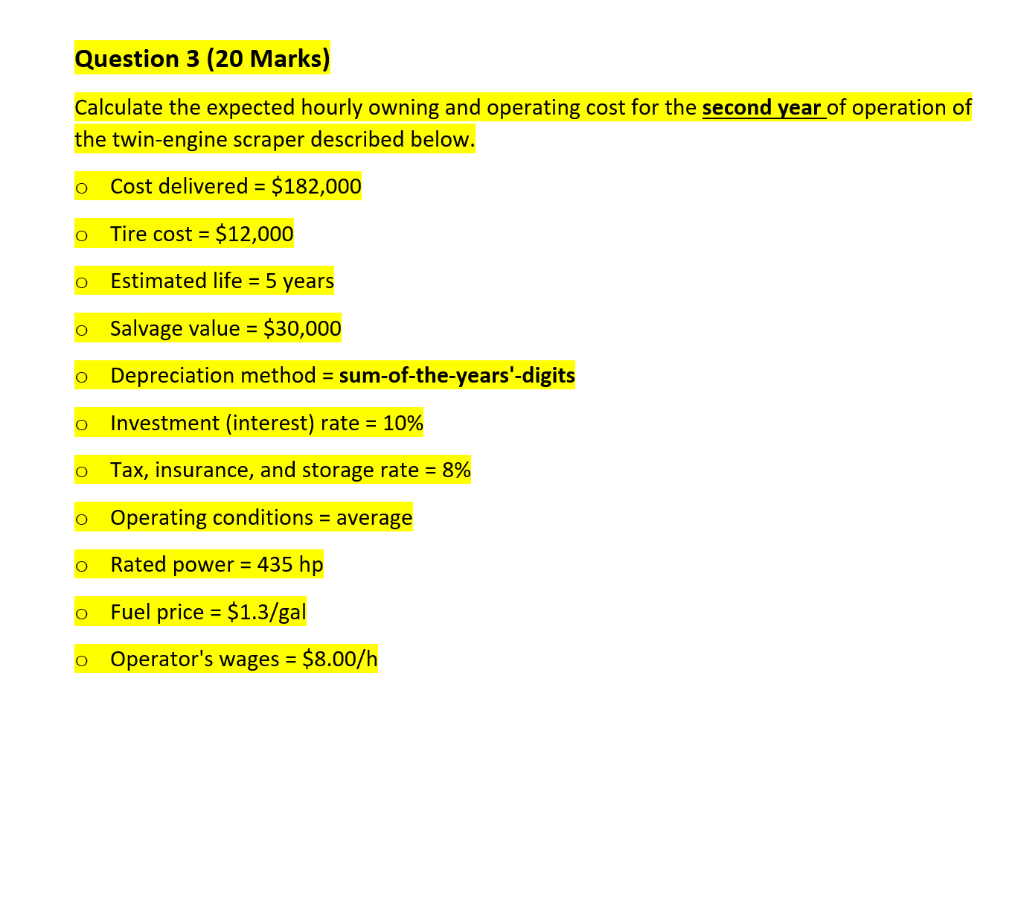 Solved Question 3 (20 Marks) Calculate the expected hourly | Chegg.com