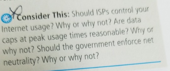 Solved Consider This: Should ISPs control your Internet | Chegg.com