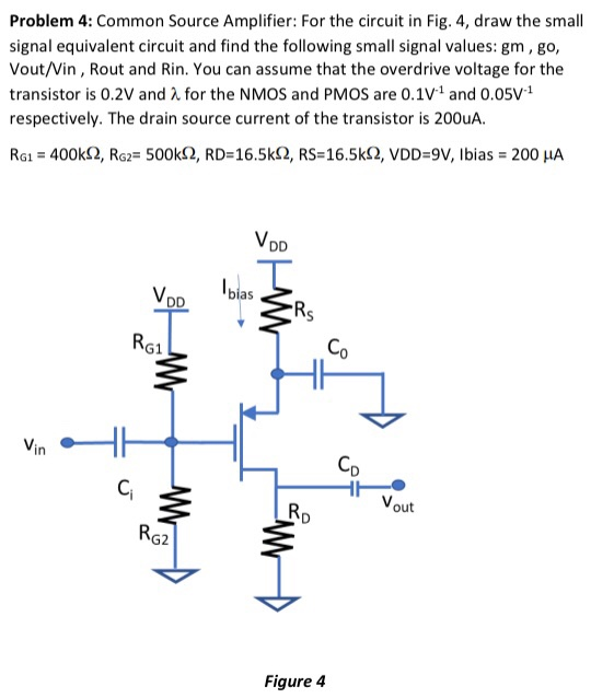 Solved Problem 4: Common Source Amplifier: For the circuit | Chegg.com
