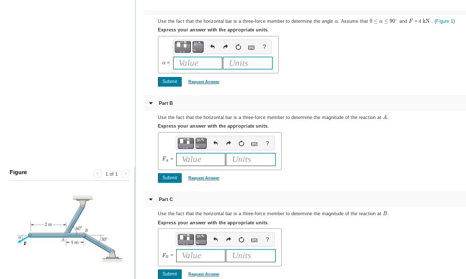 Solved Use the fact that the horizontal bar is a three-force | Chegg.com