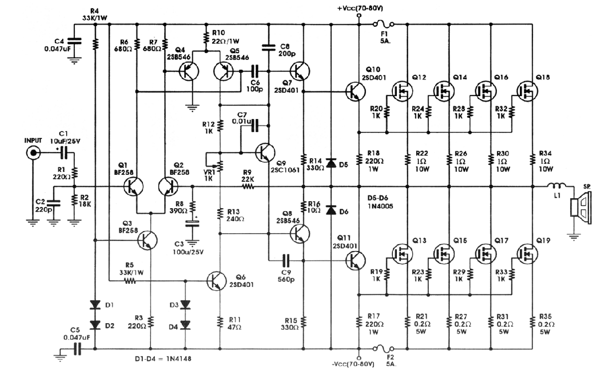 +Vcc(70-807 R4 33K/1W F1 5A. C4 0.0470F R6 R7 6800 | Chegg.com