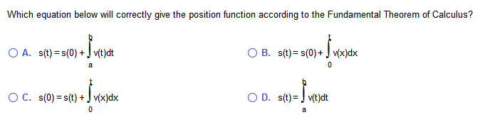 Solved Which equation below will correctly give the position | Chegg.com