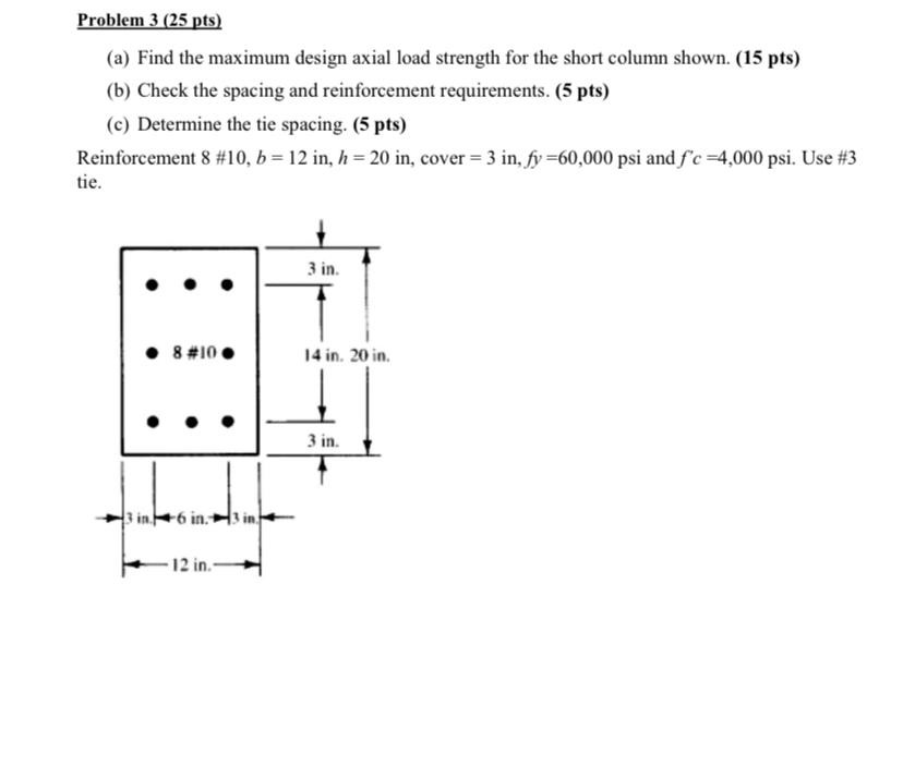 Solved Problem 3 (25 pts) (a) Find the maximum design axial | Chegg.com