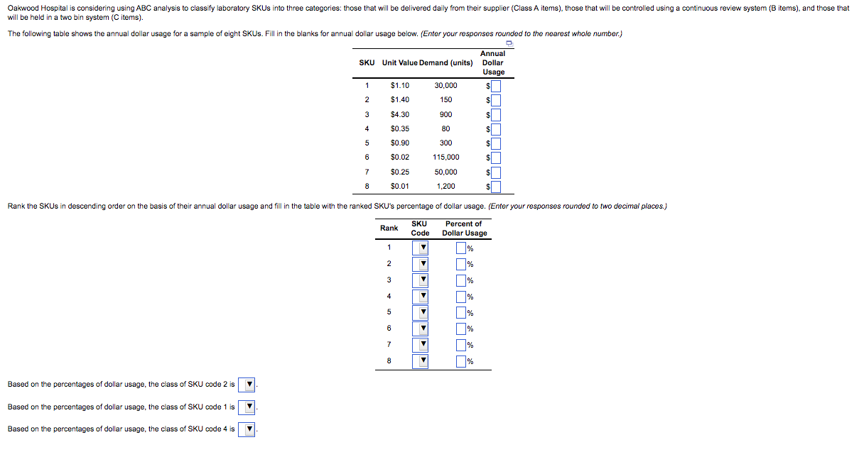 Solved will be held in a two bin system (C items). The | Chegg.com
