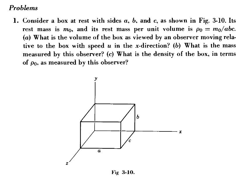 Solved Problems 1. Consider a box at rest with sides a, b, | Chegg.com