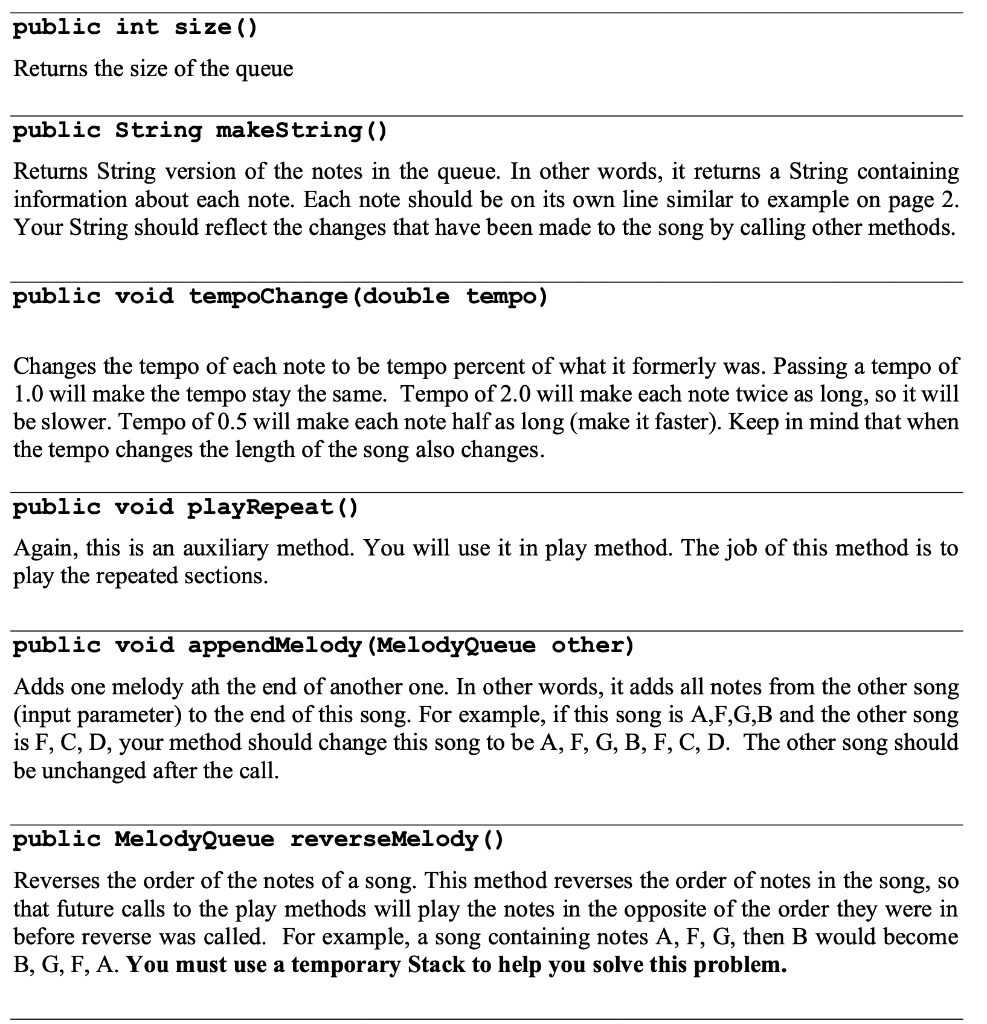 Solved You Will Add Methods To The Class Melody Queuejava 