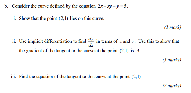 Solved b. Consider the curve defined by the equation | Chegg.com