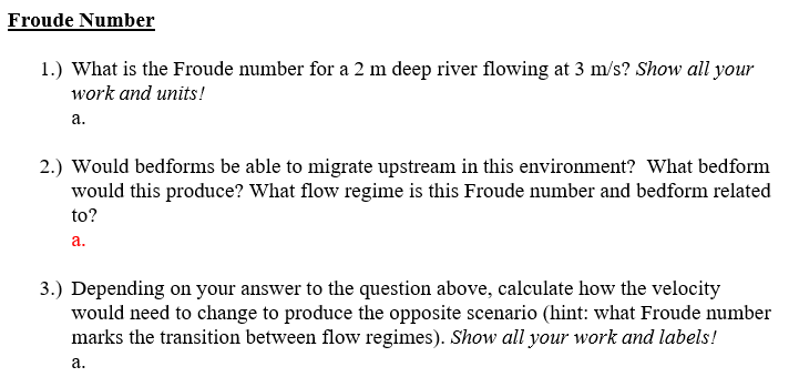 Solved Froude Number 1.) What is the Froude number for a 2 m | Chegg.com