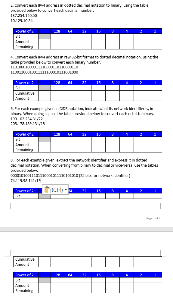 Solved 2 Convert Each IPv4 Address In Dotted Decimal Chegg