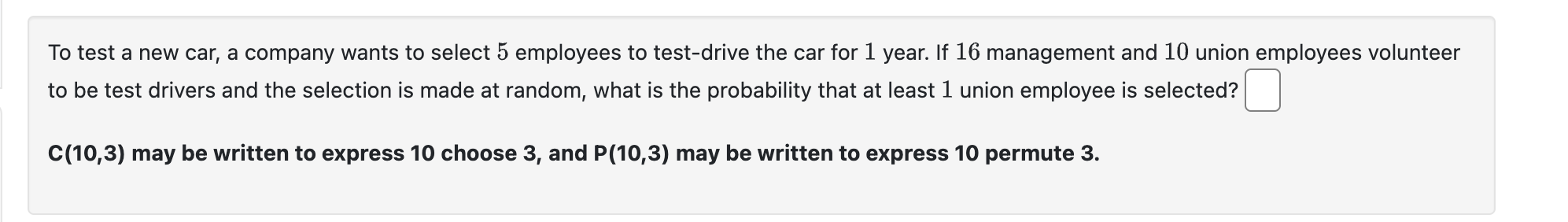 Solved To test a new car, a company wants to select 5 | Chegg.com