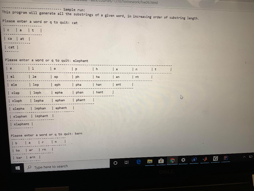 Solved File: HW6_Substrings.java (Adapted from book problem | Chegg.com