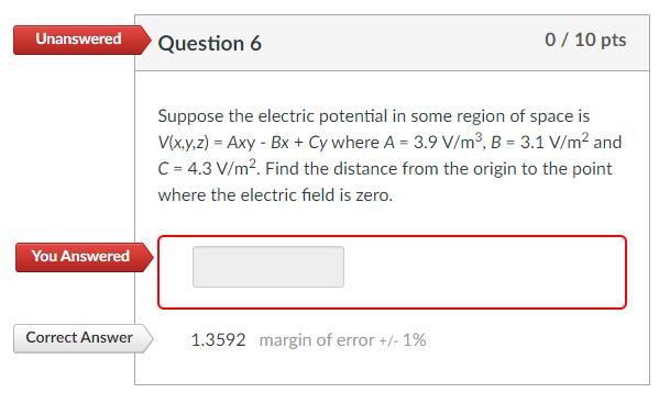 Solved Suppose the electric potential in some region of | Chegg.com