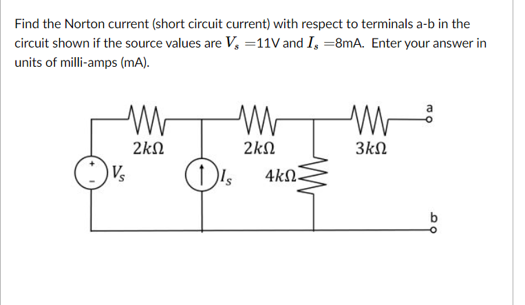 Solved Find the Norton current (short circuit current) with | Chegg.com
