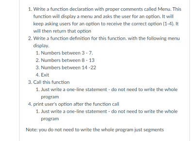 Solved 1. Write a function declaration with proper comments | Chegg.com