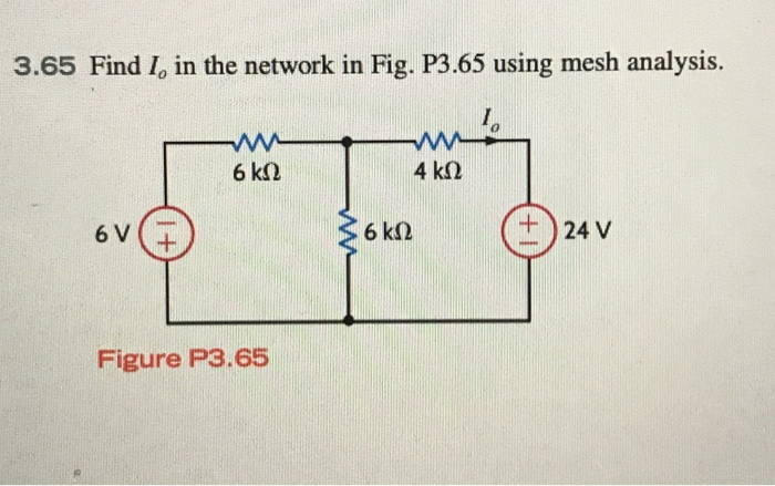 Solved 3.65 Find I, in the network in Fig. P3.65 using mesh | Chegg.com