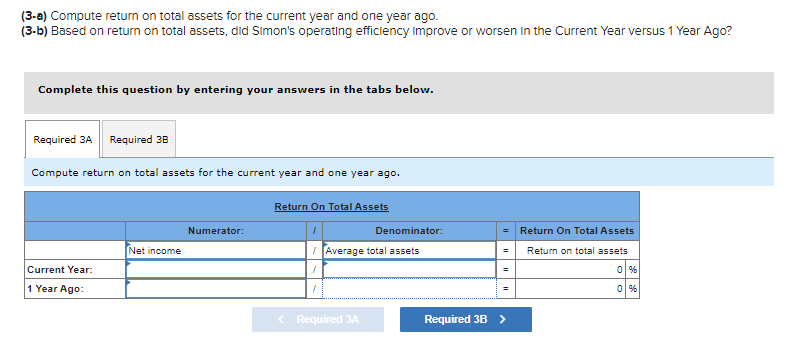 Solved (3-a) Compute return on total assets for the current | Chegg.com