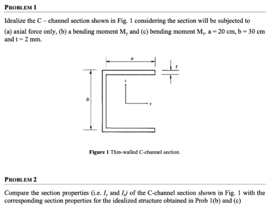 Solved PROBLEM 1 Idealize the C-channel section shown in | Chegg.com