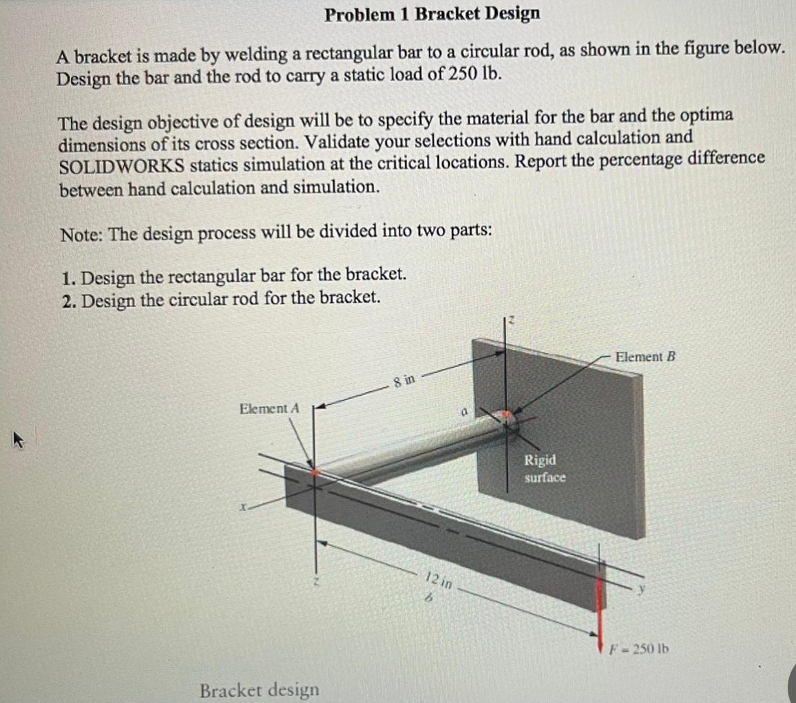 Solved Problem 1 Bracket Design A bracket is made by welding | Chegg.com