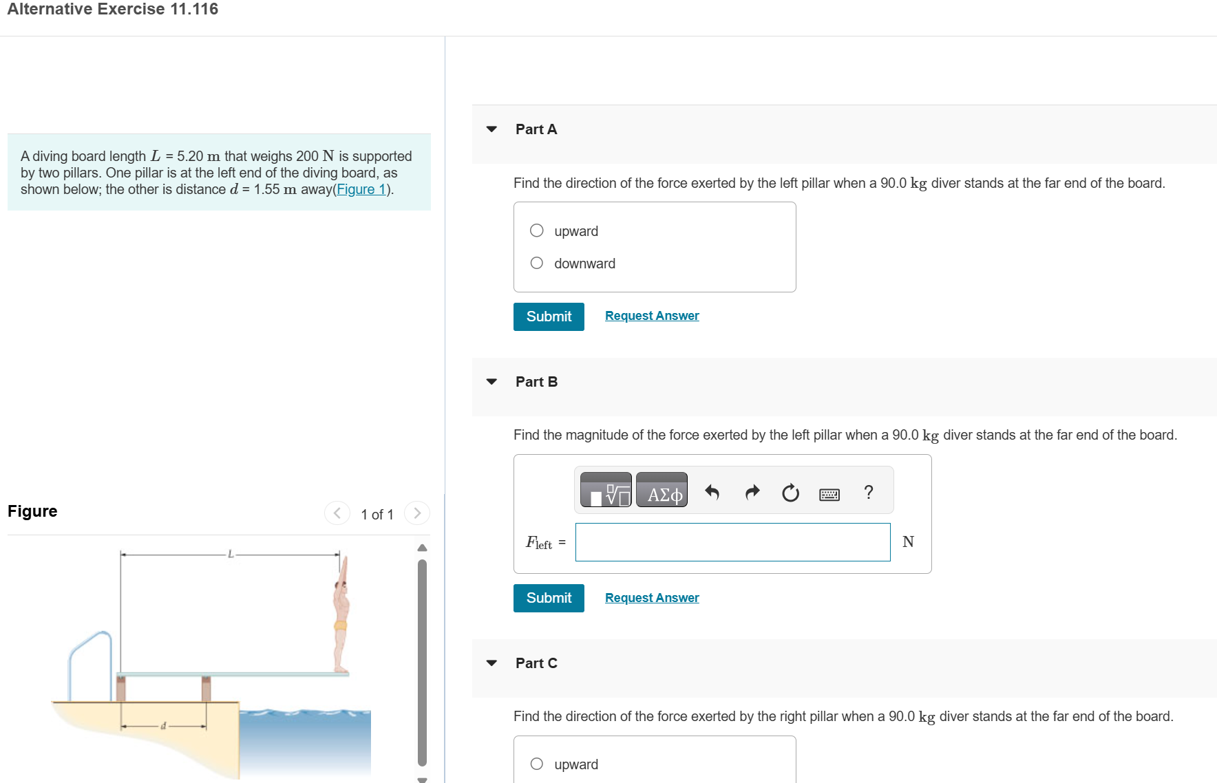 Solved Alternative Exercise 11.116A diving board length | Chegg.com