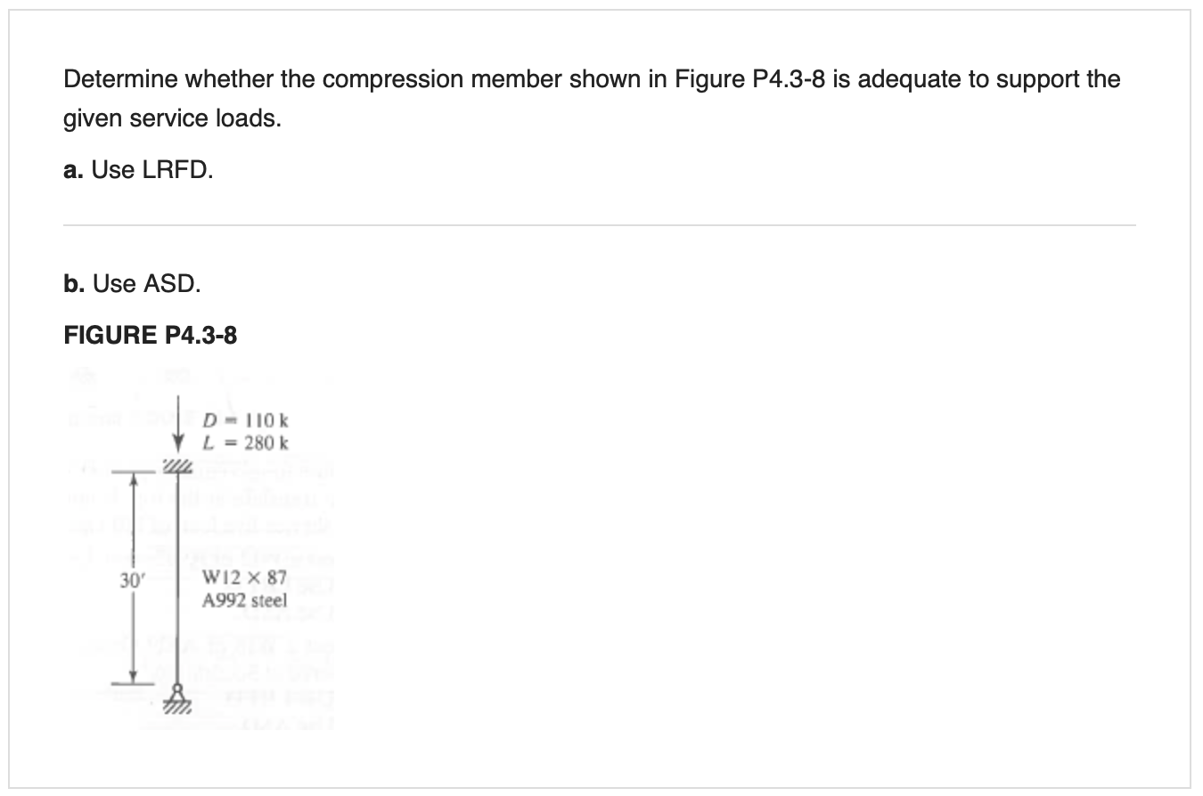 Solved Determine whether the compression member shown in | Chegg.com