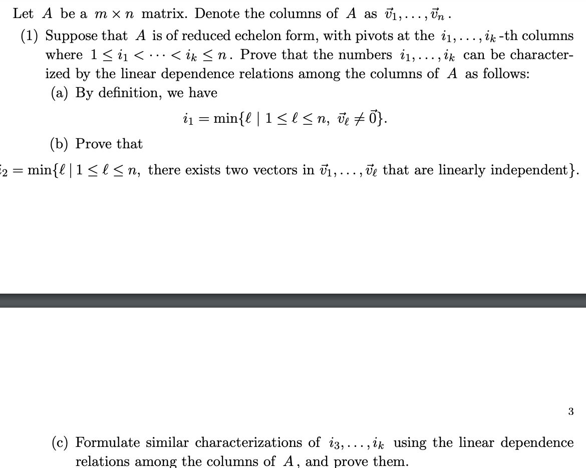 Solved Let A be a mxn matrix. Denote the columns of A as ū1, | Chegg.com