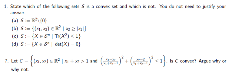 Solved State which of the following sets S ﻿is a convex set | Chegg.com