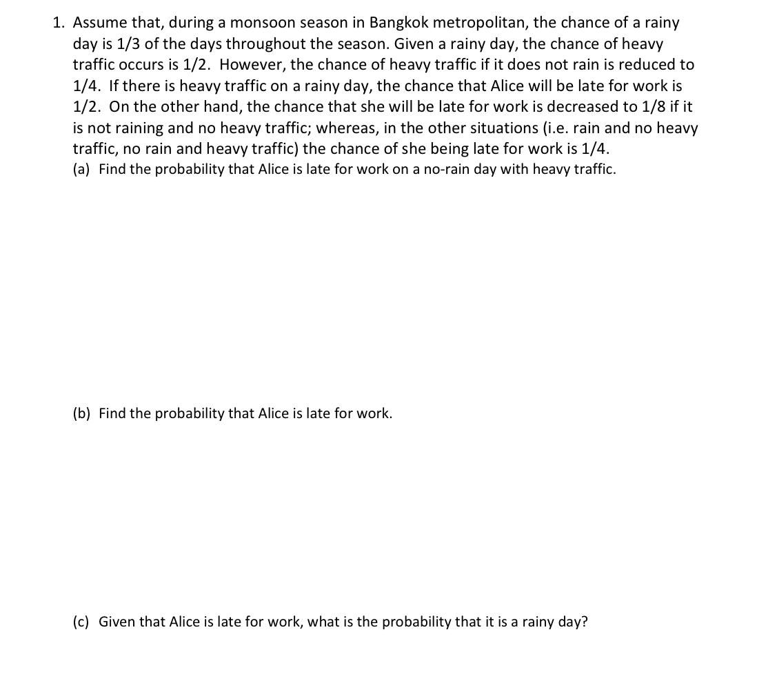 Solved 1. Assume that, during a monsoon season in Bangkok | Chegg.com